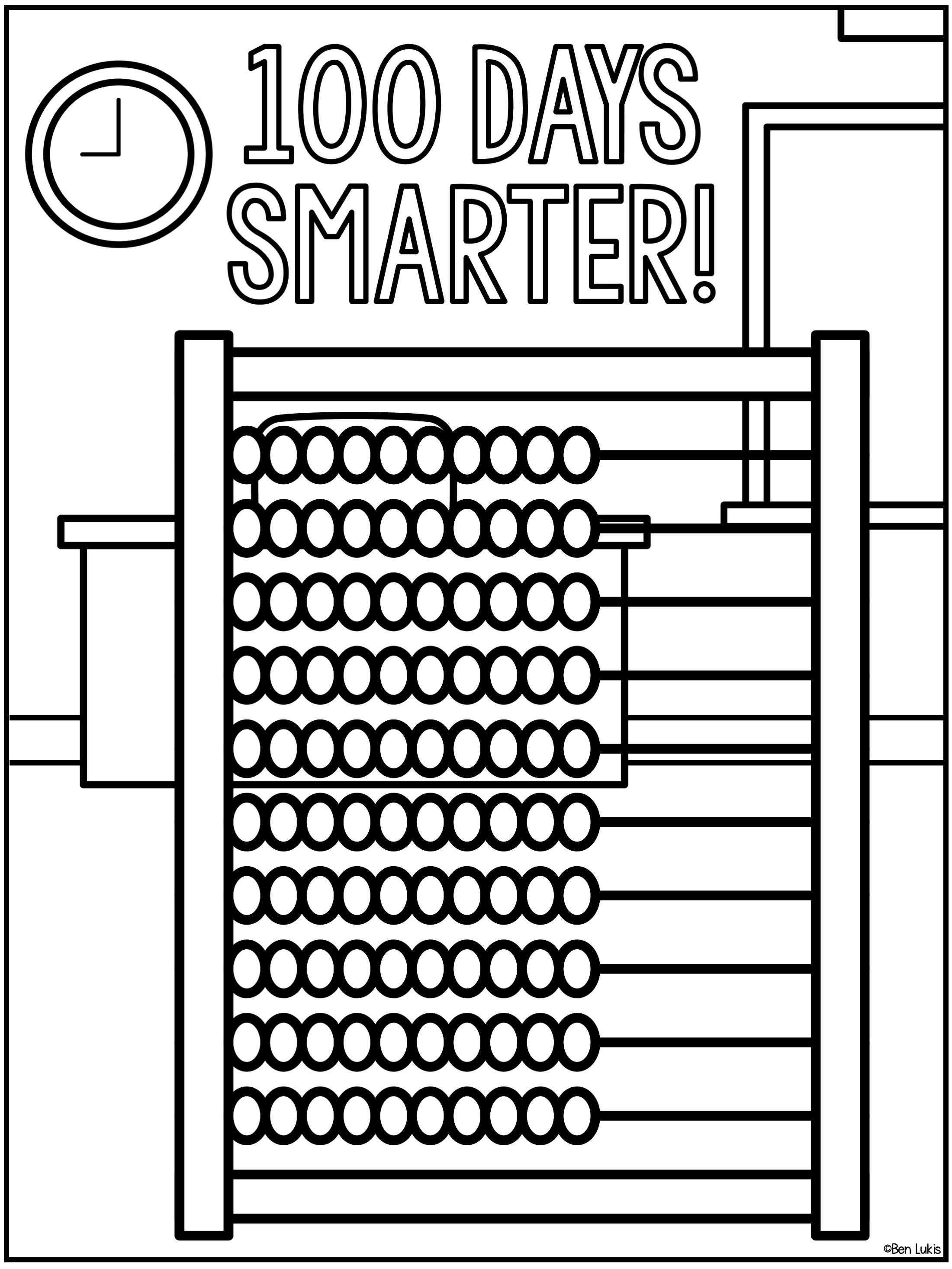 100 Days of School Coloring Sheets, 100th Day of School Coloring Pages ...