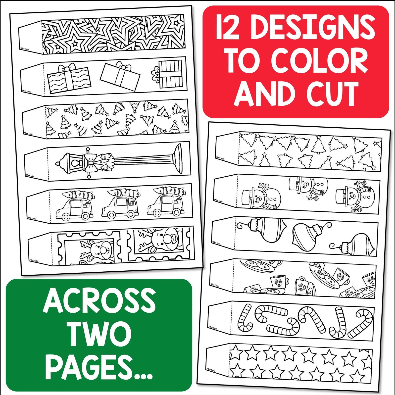 Christmas Paper Chain Craft, Christmas Coloring, Xmas Decor ...