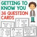 Back to School Question Cards, Discussion Prompts (printable PDF) - Etsy