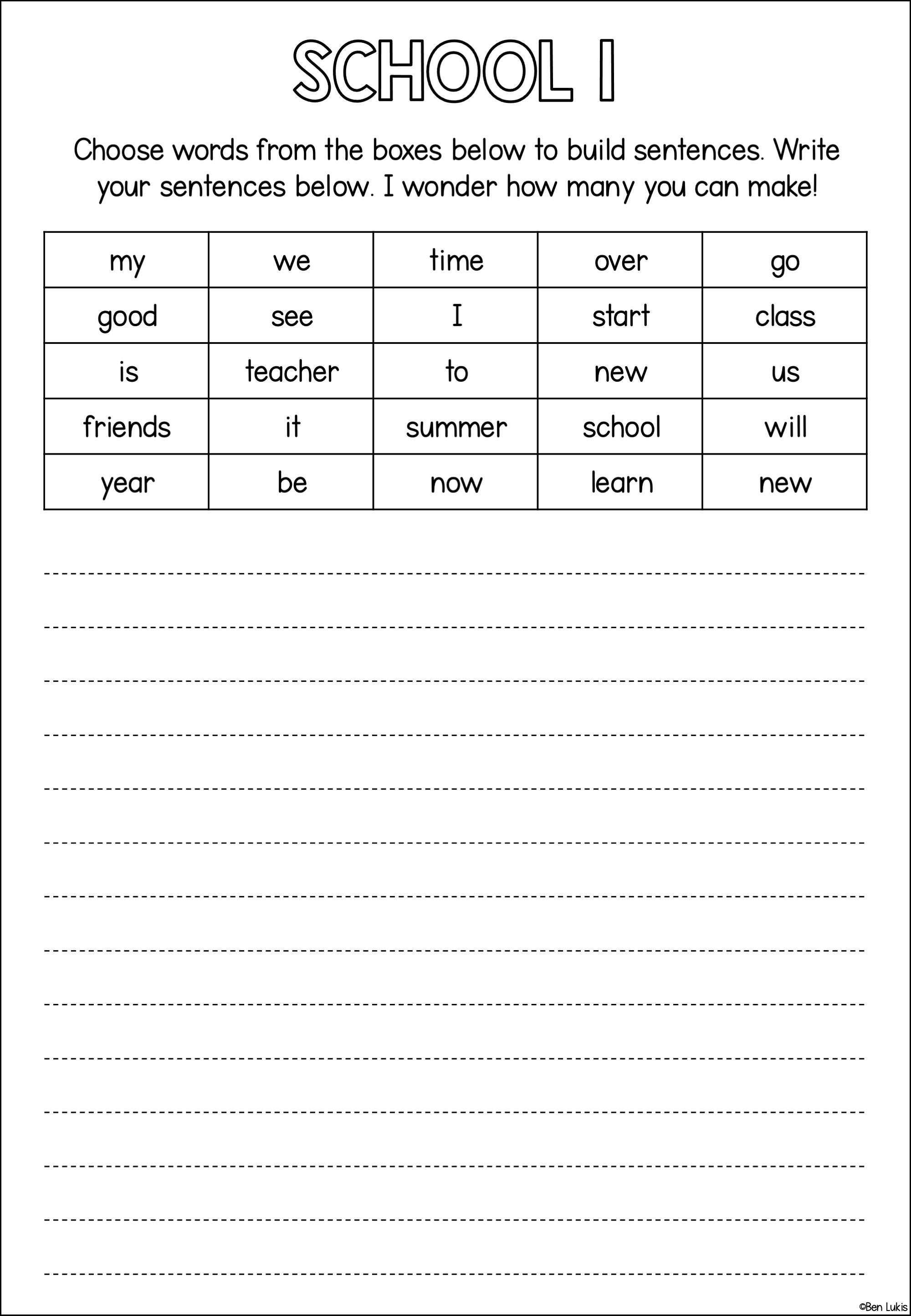 Building Sentences With Sentence Writing Prompts, Writing Sentences ...