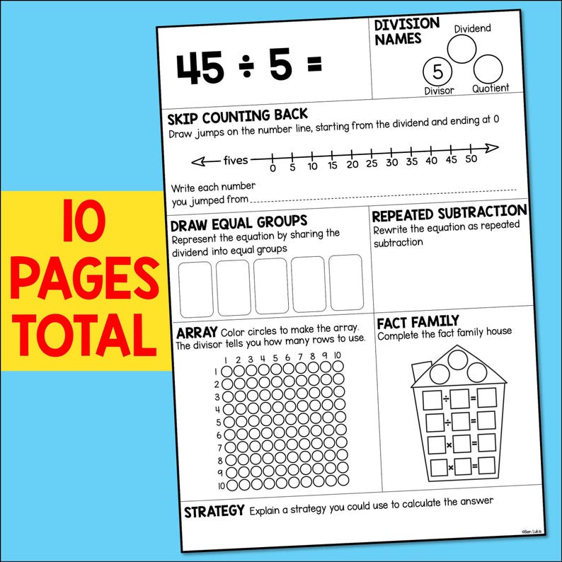 Divide by 5 Practice Math Worksheets, Division Equation of the Day ...