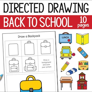 Back to School Directed Drawing Worksheets, Step-by-step Guide (PDF ...