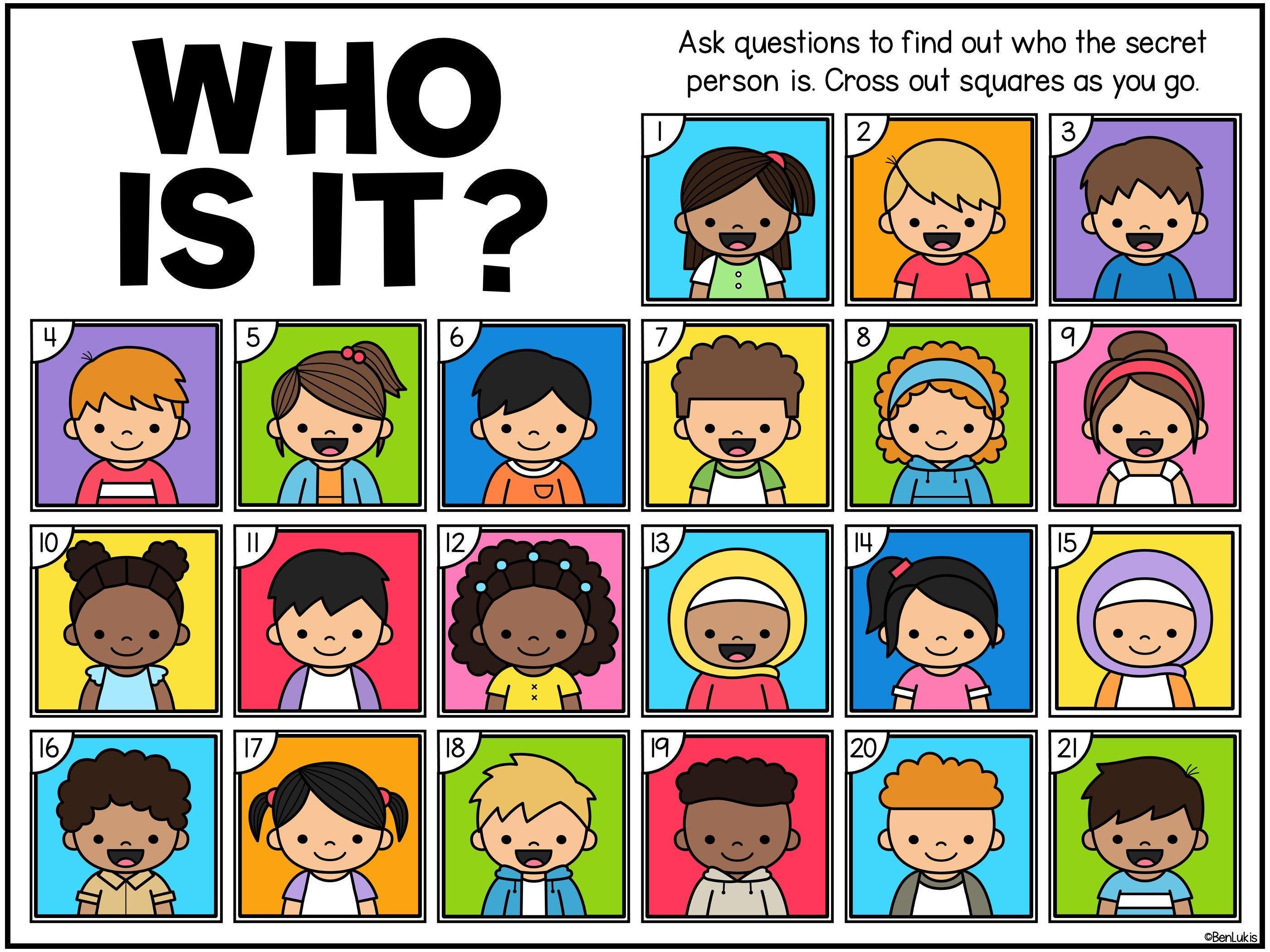 Guess Who Game Sheets, Kids Party Game, Fun Puzzles for Road Trips and ...