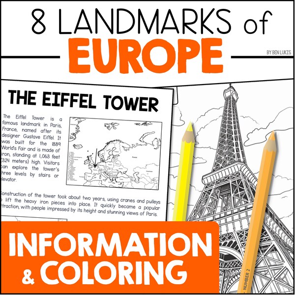 Europe Landmarks Coloring - Etsy
