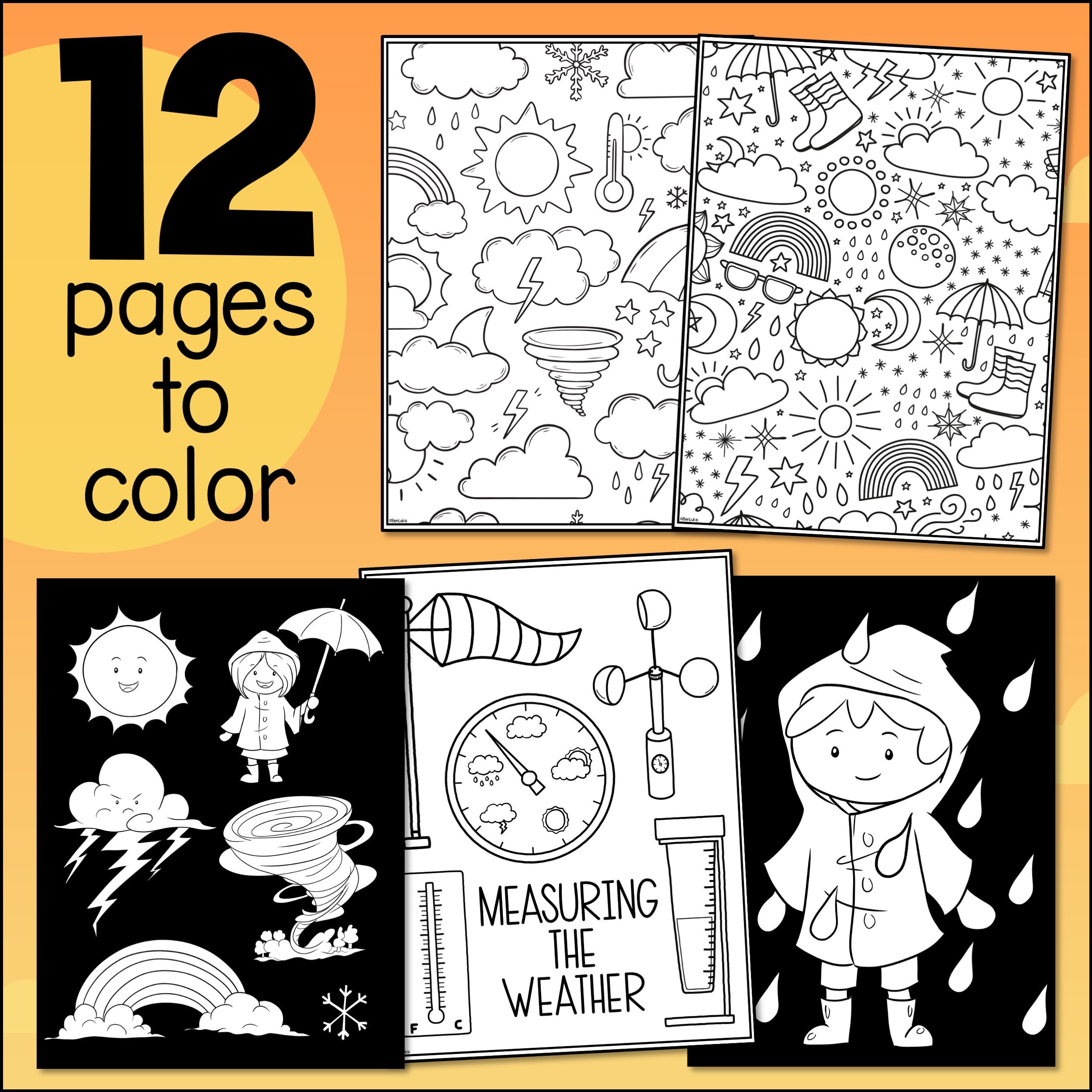 Weather Coloring Pages, Printable PDF Weather Coloring Sheets for Kids ...