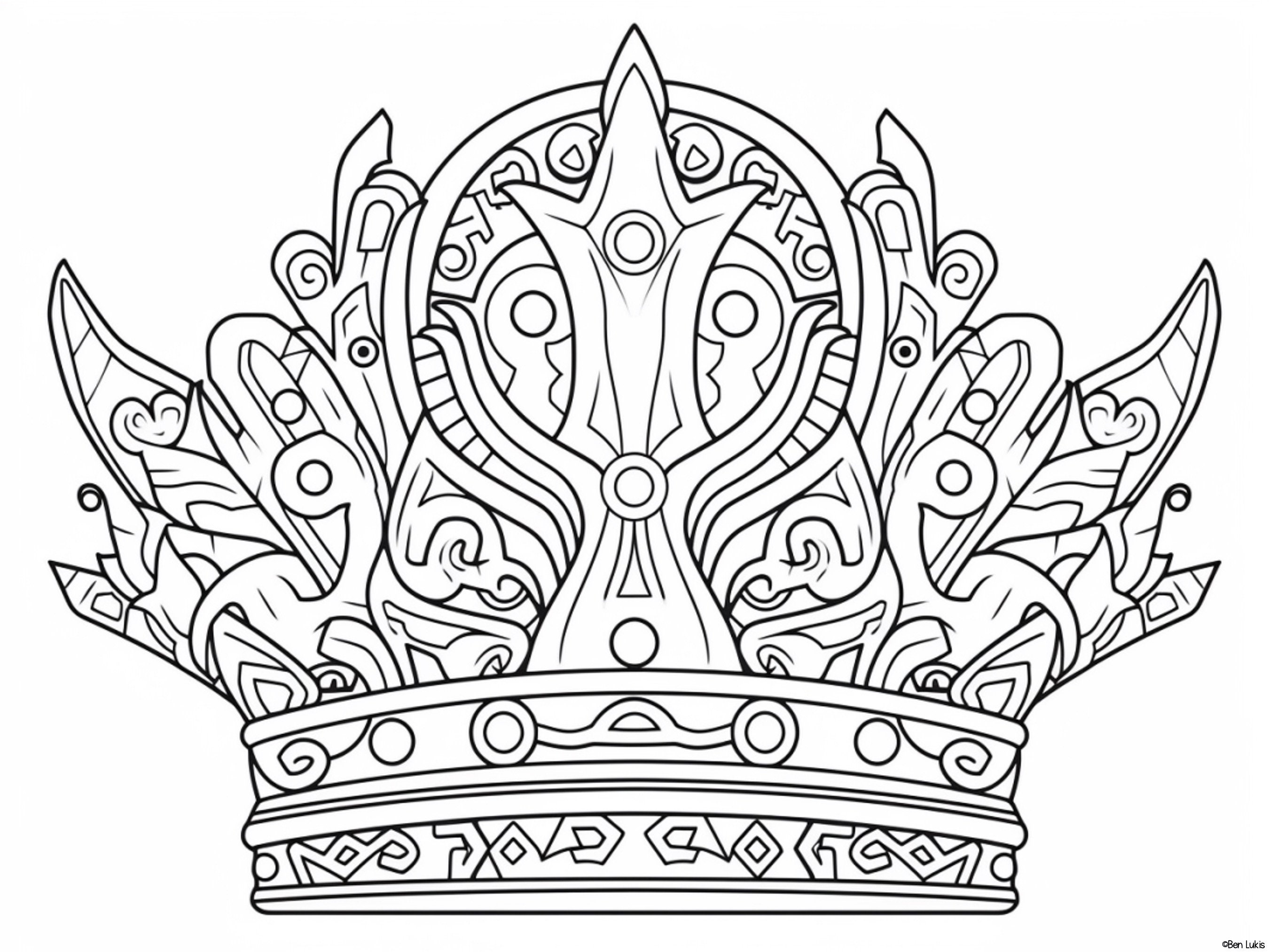 Crown Coloring Pages for Kids and Adults, 9 Coronation Coloring Sheets ...