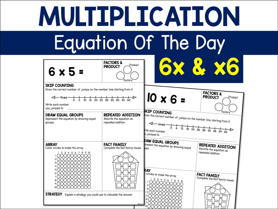 6 Times Table Multiplication Equation of the Day Practice Worksheets ...
