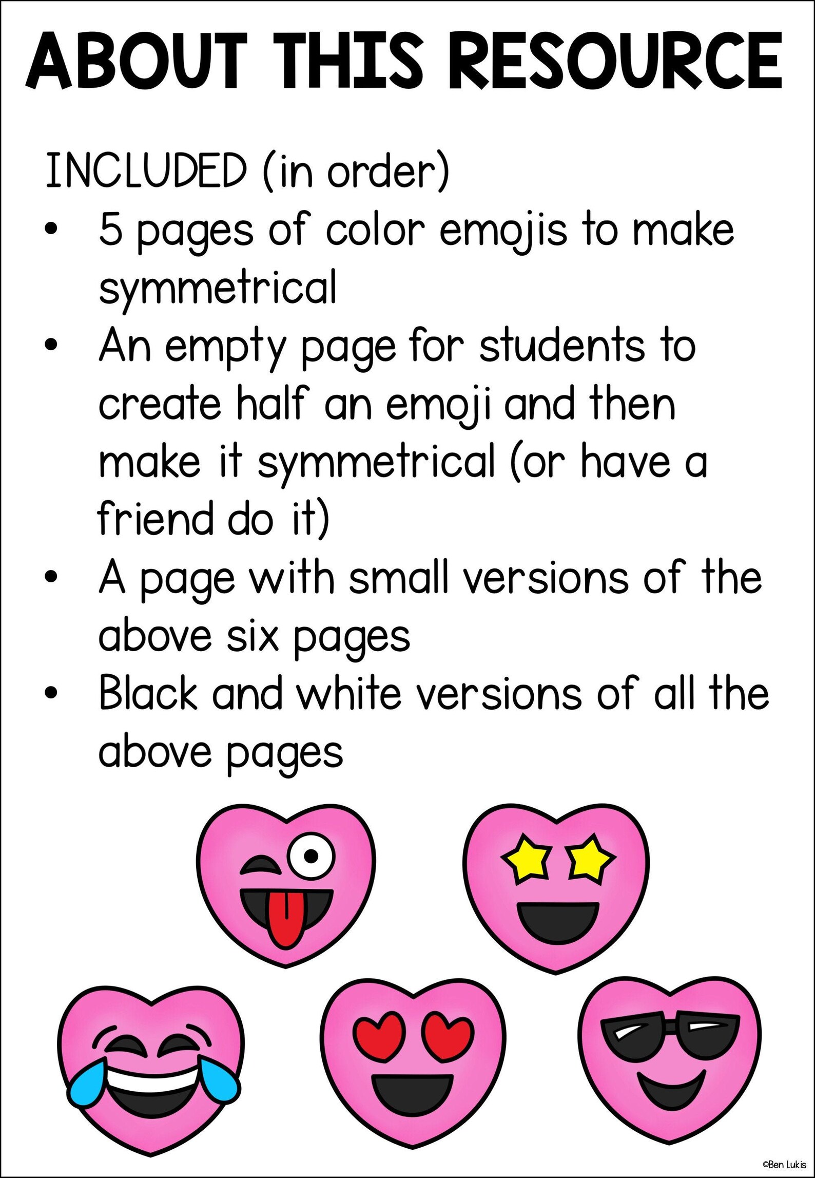 Valentine's Day Symmetry Emoji Drawing Activity (printable PDF) - Etsy