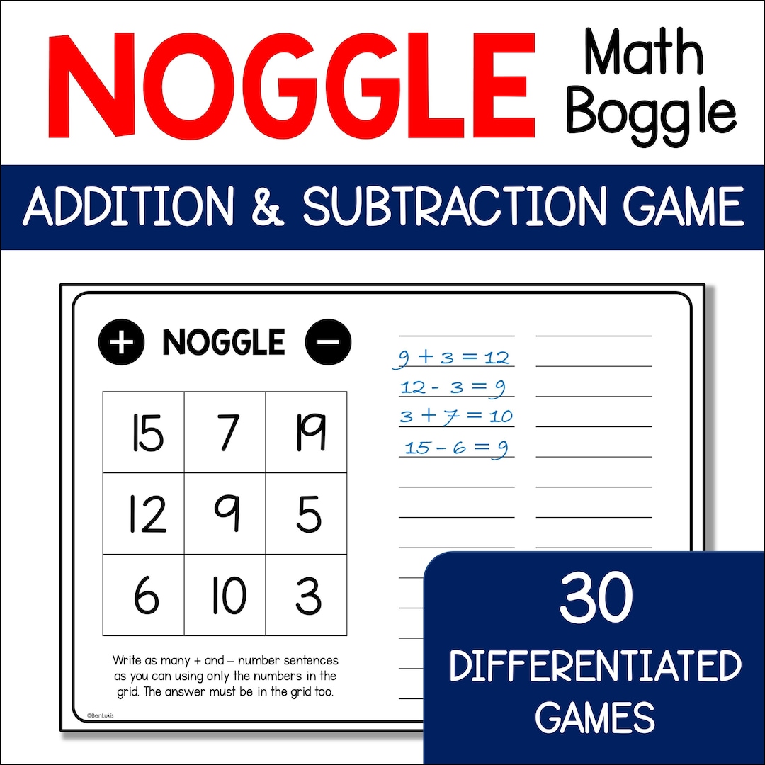 Noggle Math Game, Math Boggle, Addition and Subtraction Practice ...