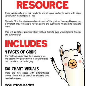 Place Value Worksheets With 100 Chart Number Activities & 100 Square ...