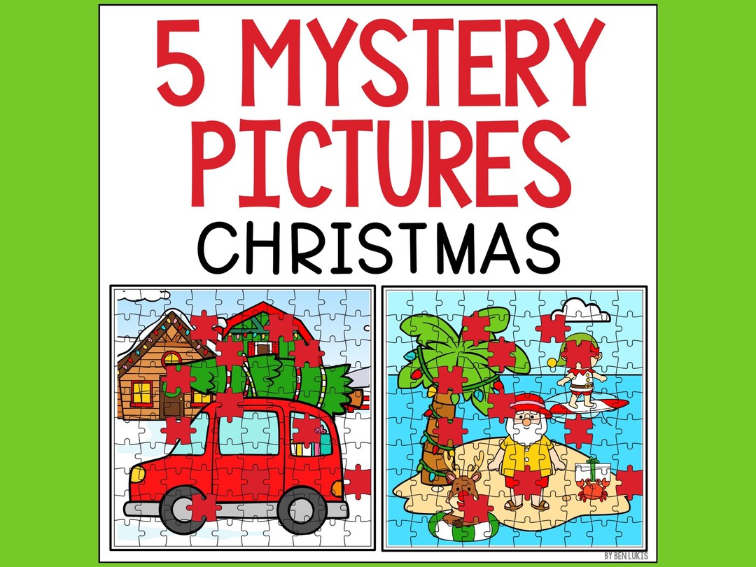 Christmas Mystery Picture Reveal Puzzles for Kids, Xmas Images to Guess ...