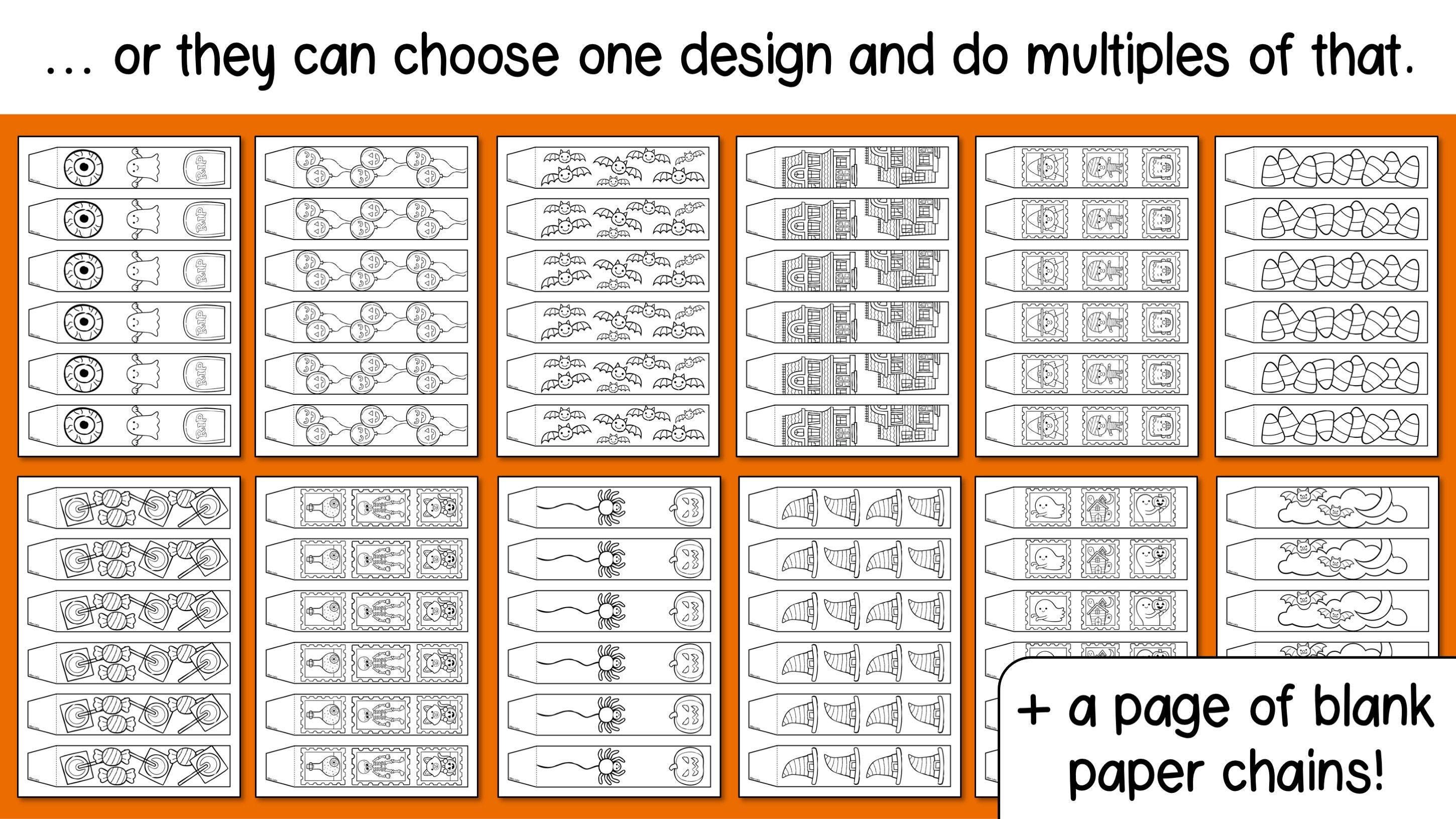 Halloween Paper Chain Craft, Halloween Coloring, Classroom Decor and ...