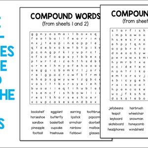 Compound Words Writing Activities and Wordsearches, Printable PDF ...