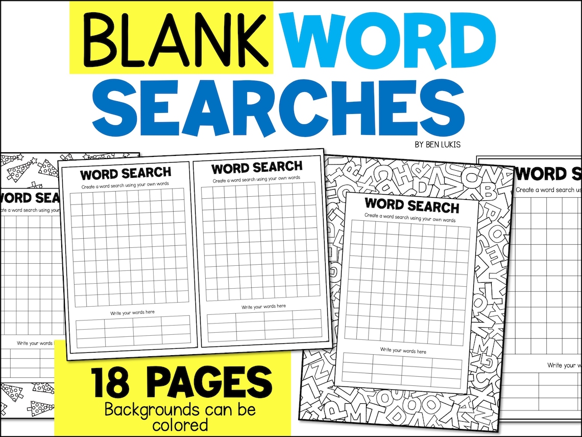 Blank Word Search Templates for Kids, Printable PDF Blank Puzzle Pages ...