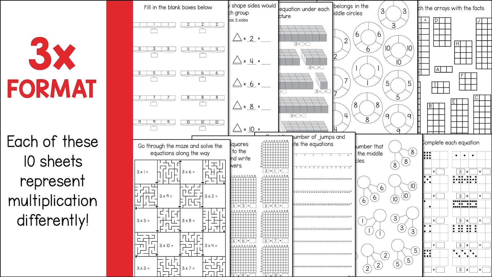 Multiplication Practice Worksheets for 3 Times Table, Printable ...