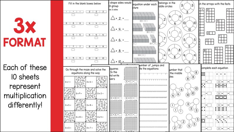 Multiplication Practice Worksheets for 3 Times Table, Printable ...
