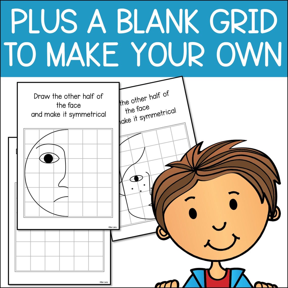 Symmetry Faces Drawing Worksheets, Math Art Activity (printable PDF) - Etsy