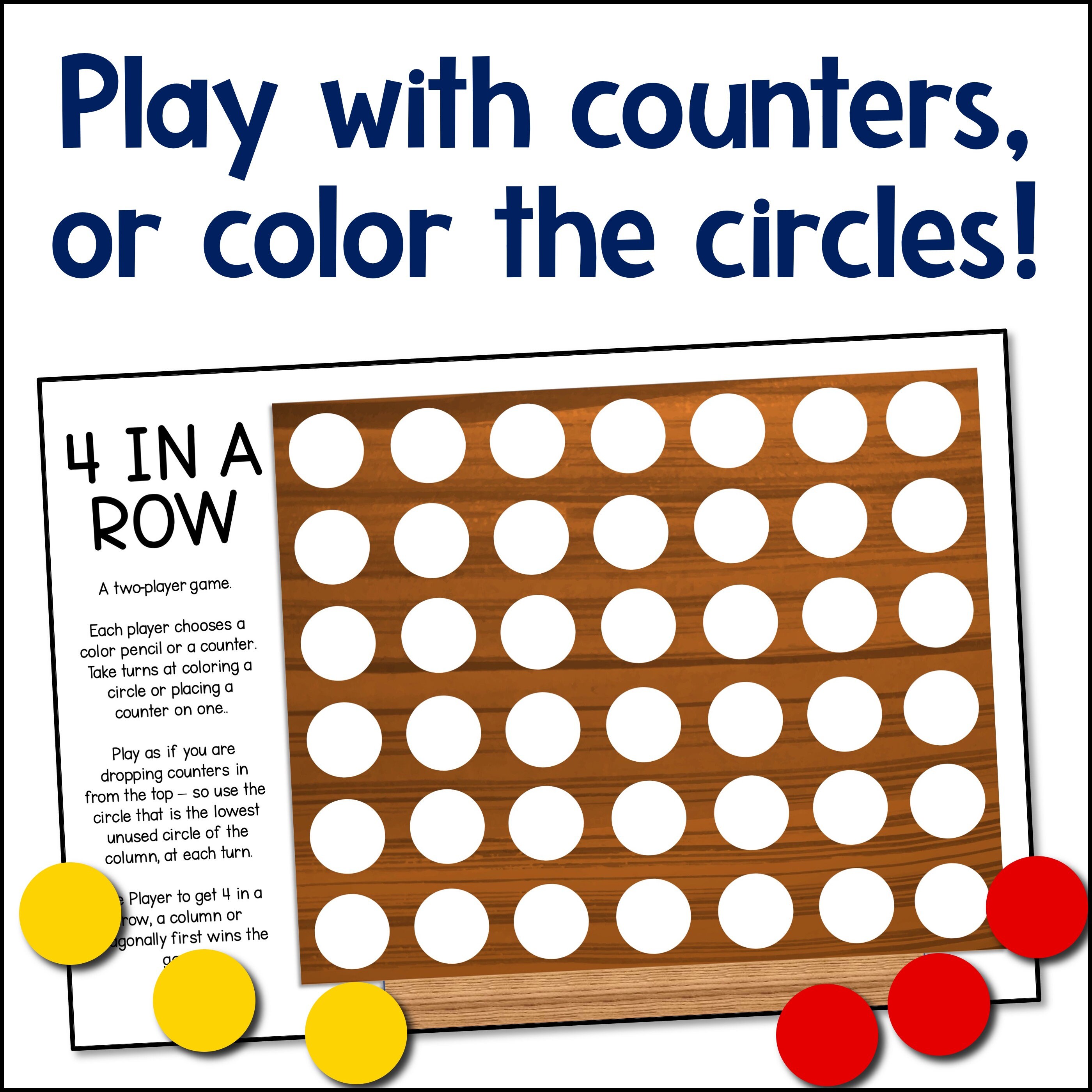 Printable 4 in a Row Game, Family Fun Night, Classic Board Game ...