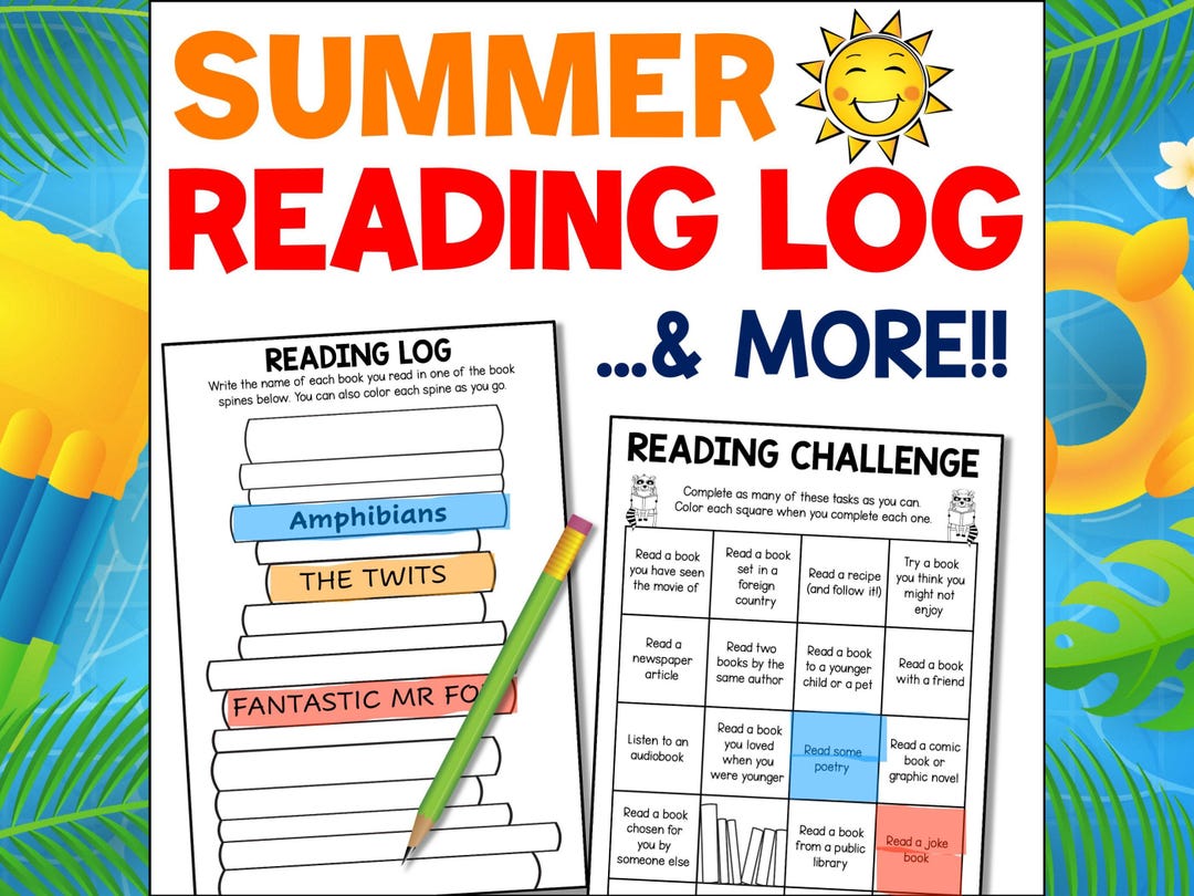 Summer Reading Log Template, Kids Reading Challenge Printable, Summer ...