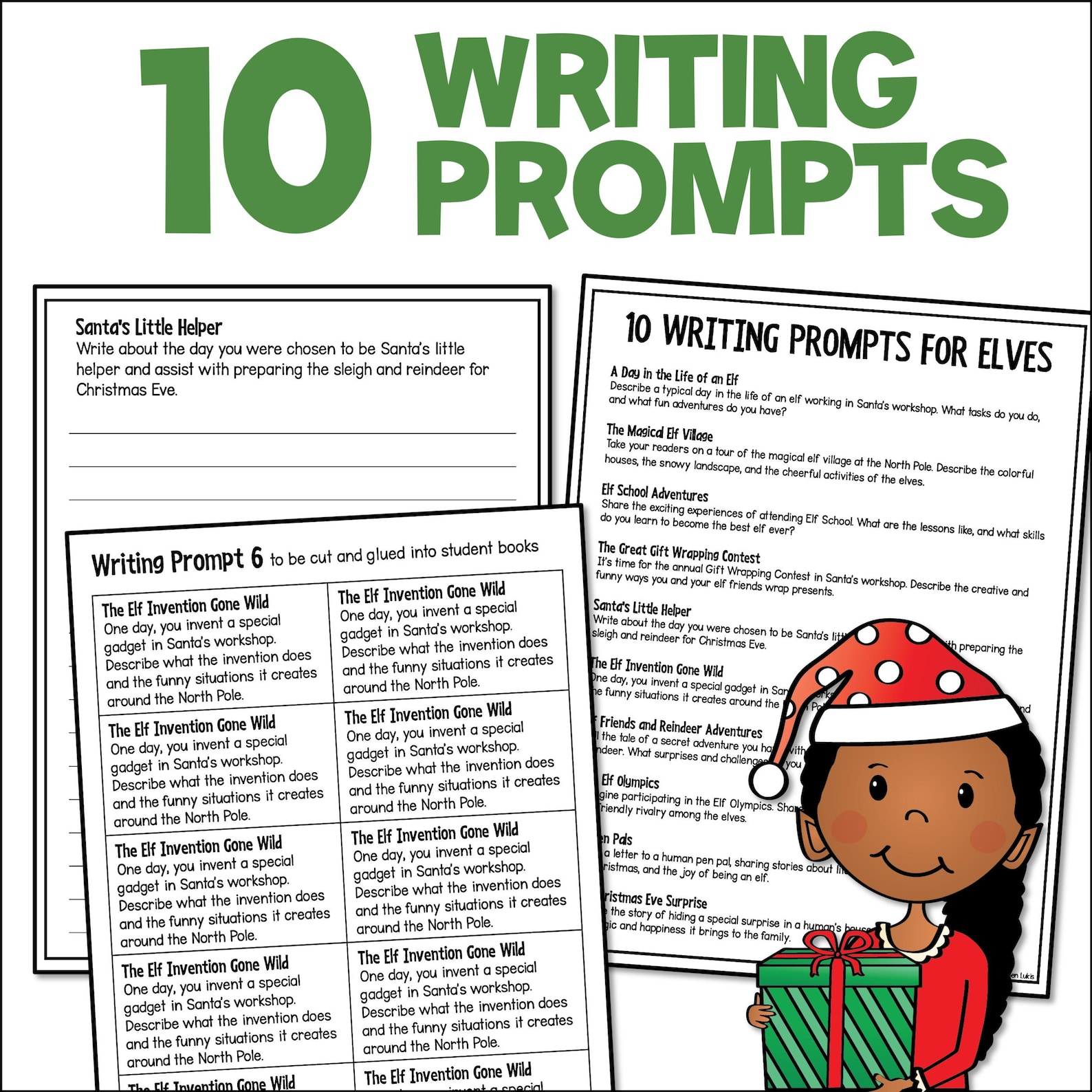 Christmas Elf Activities, Name Generator, ID Card, Coloring (digital ...