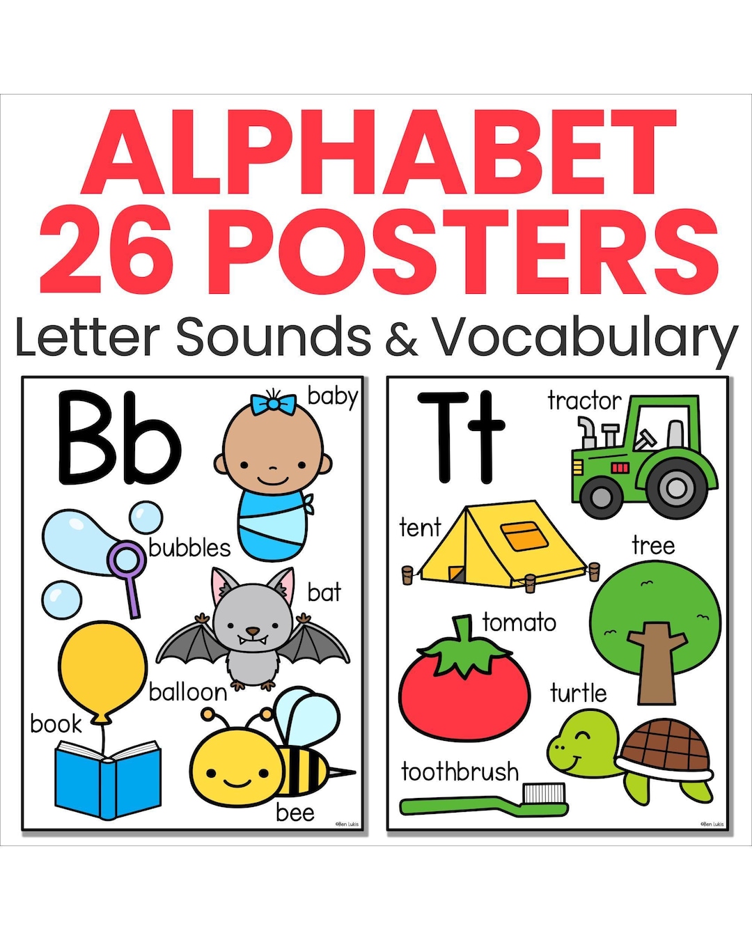 Alphabet Posters A-Z for Classroom, Printable PDF Preschool Alphabet ...