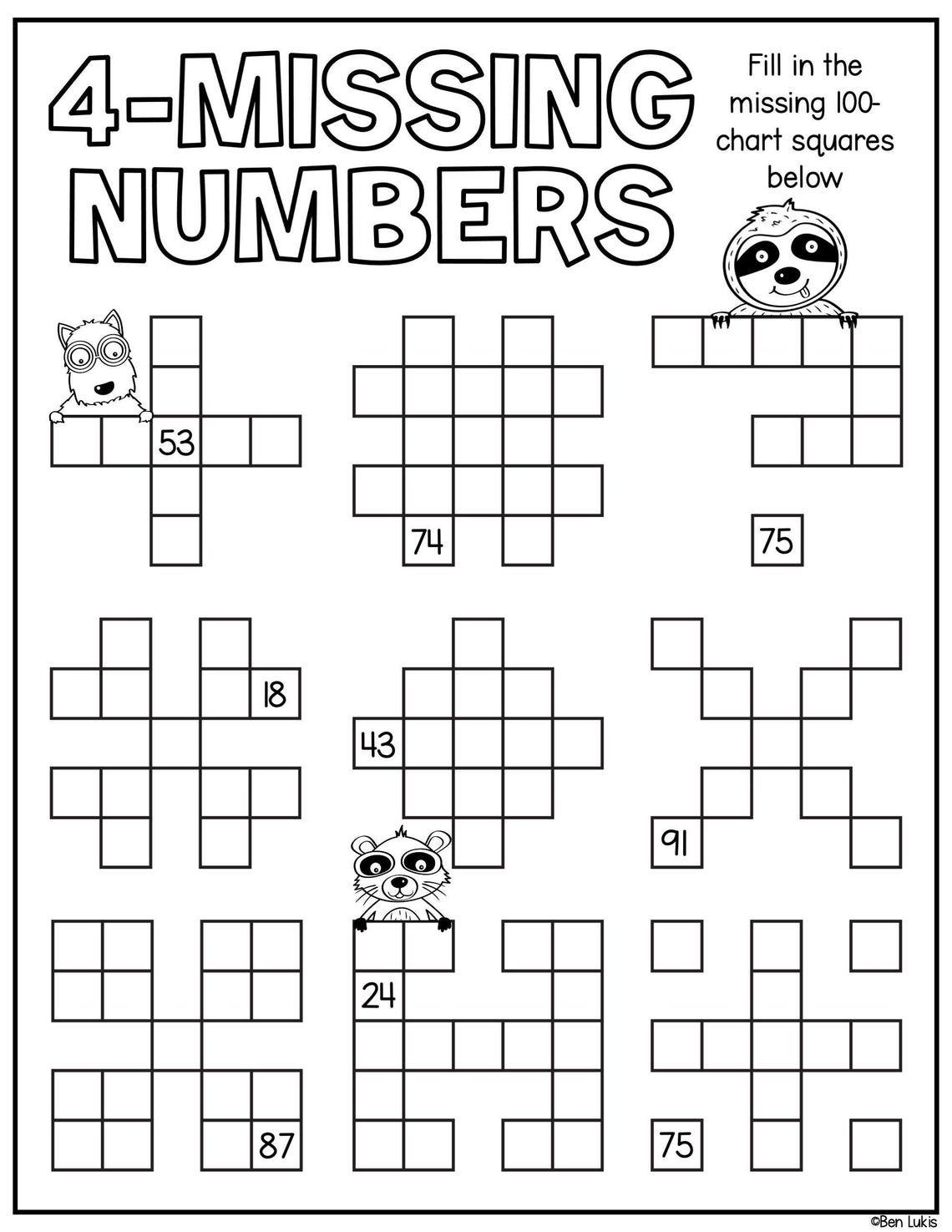 Place Value Worksheets With 100 Chart Number Activities & 100 Square ...