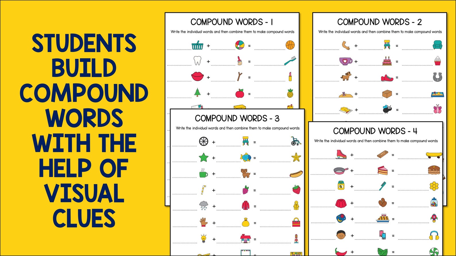 Compound Words Writing Activities and Wordsearches, Printable PDF ...