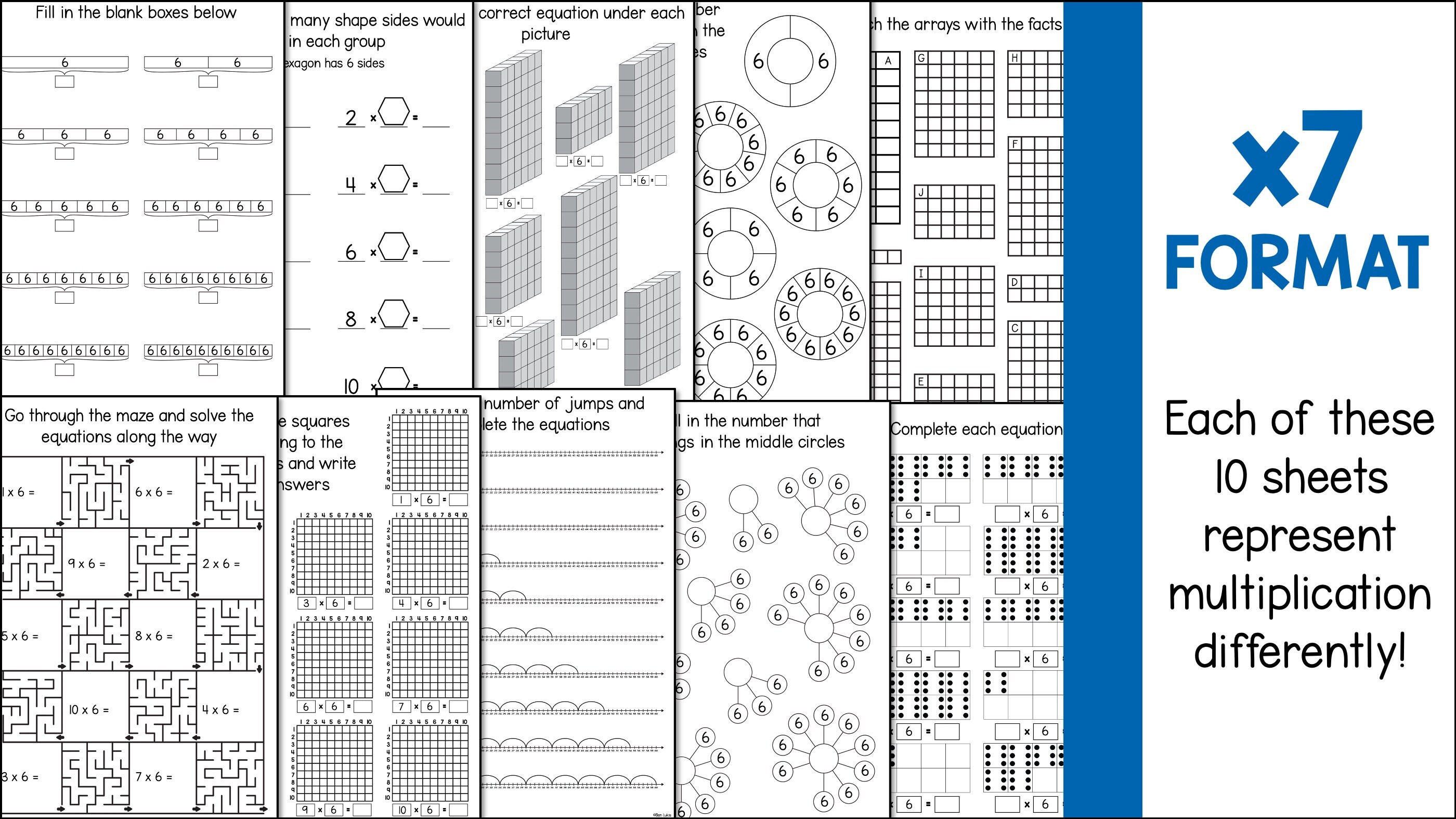 Multiplication Practice Worksheets for 7 Times Table, Printable ...