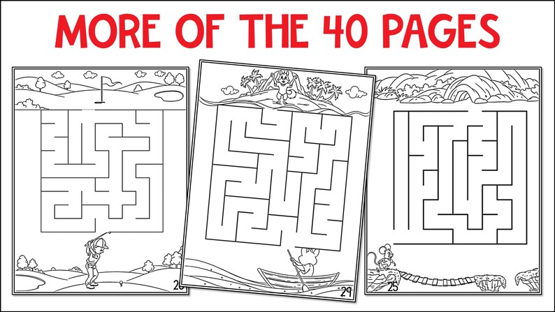 Kids Maze and Coloring Pages, Printable Activity Book, Homeschool ...