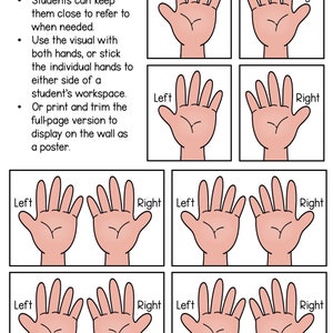 Left and Right Hand Direction Visuals, Desk Visuals & Classroom Wall ...