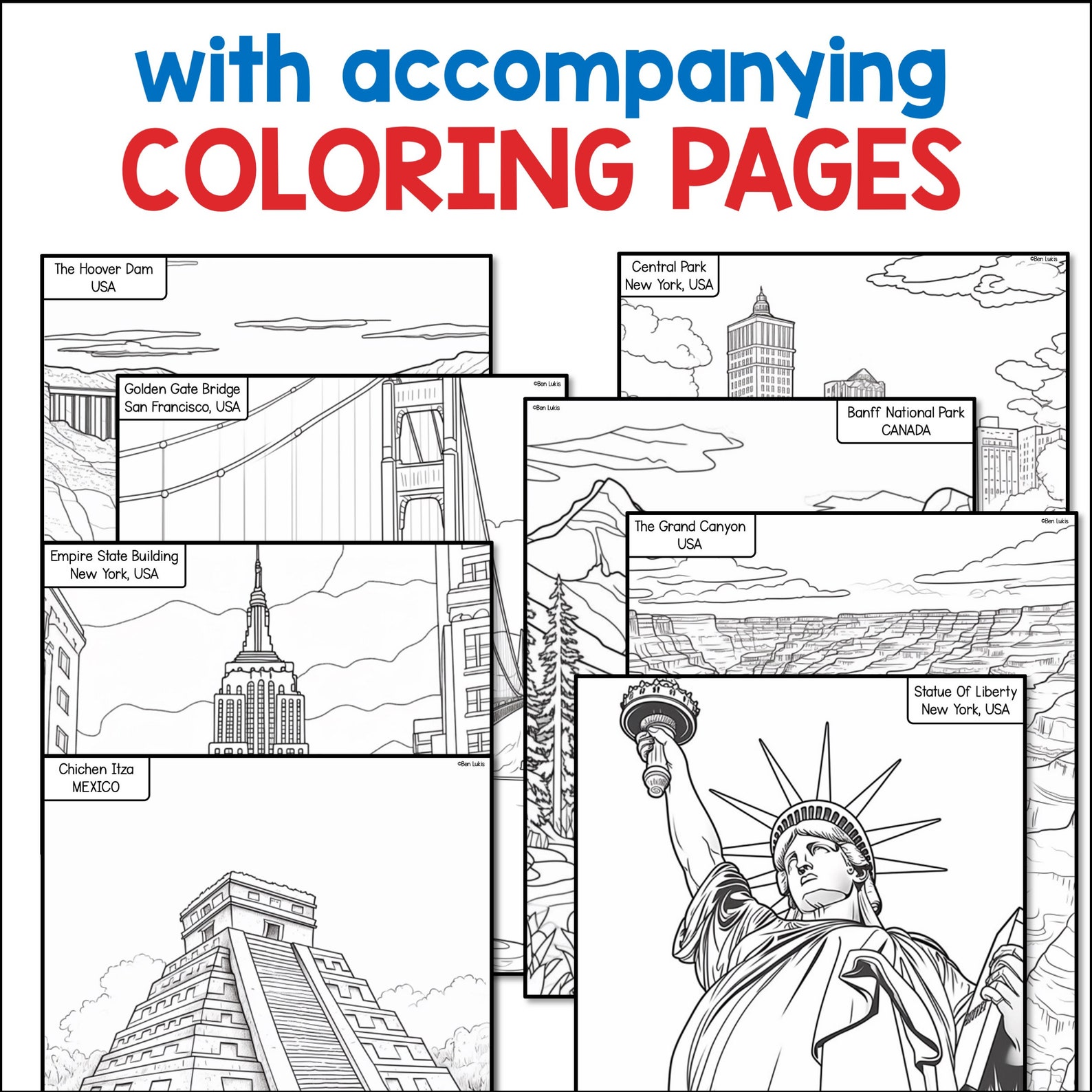 Landmarks of North America, Geography Facts Information & Coloring ...