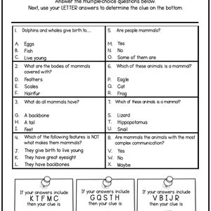 Educational Escape Room Game, Printable Mammals Themed Activity, Kids ...