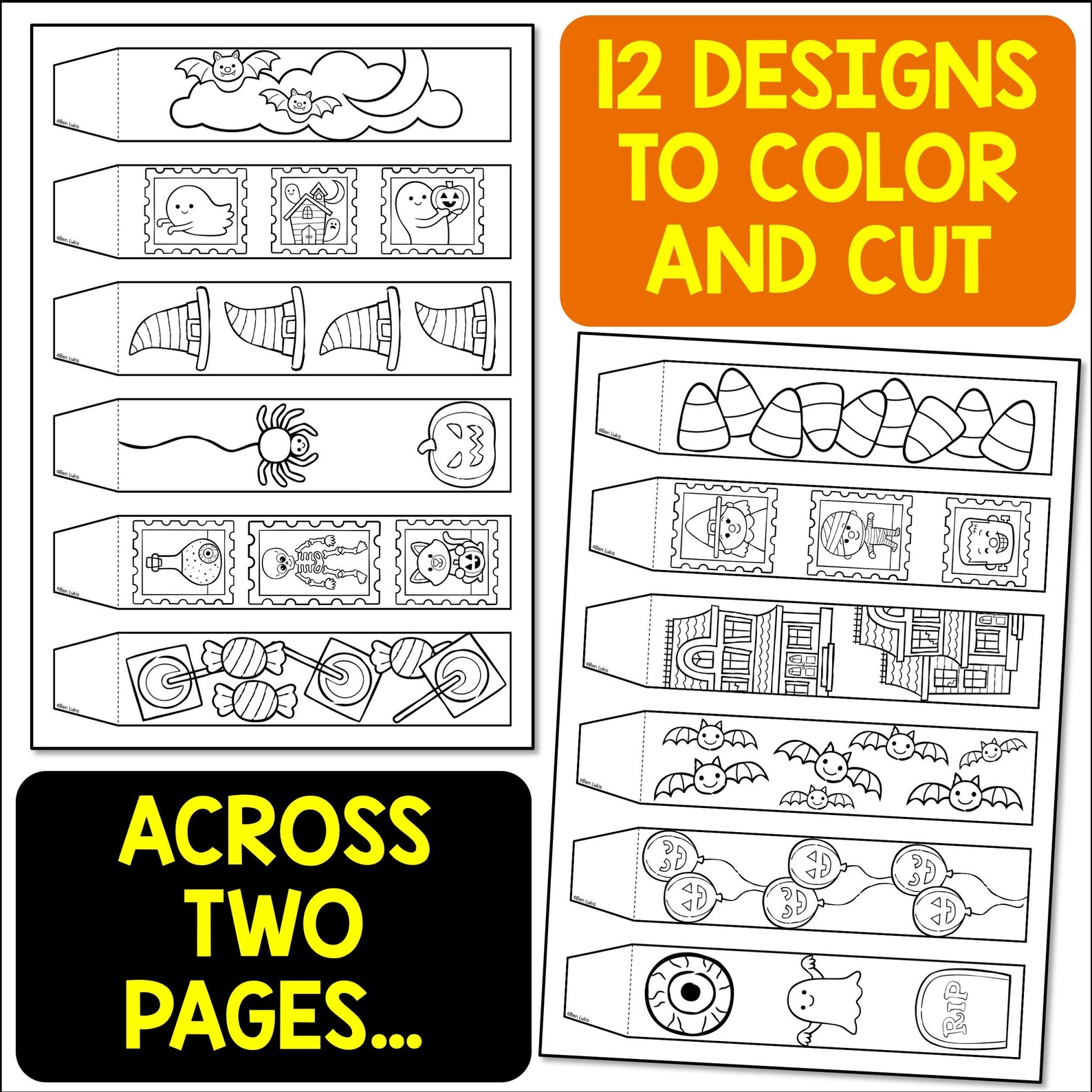 Halloween Paper Chain Craft, Halloween Coloring, Classroom Decor and ...