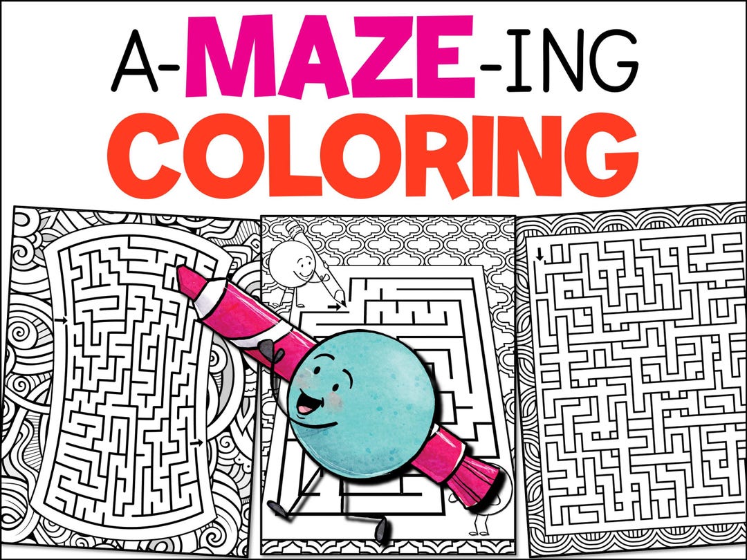 Printable Maze Coloring Pages, Kids Activity Book, PDF Download, Home ...