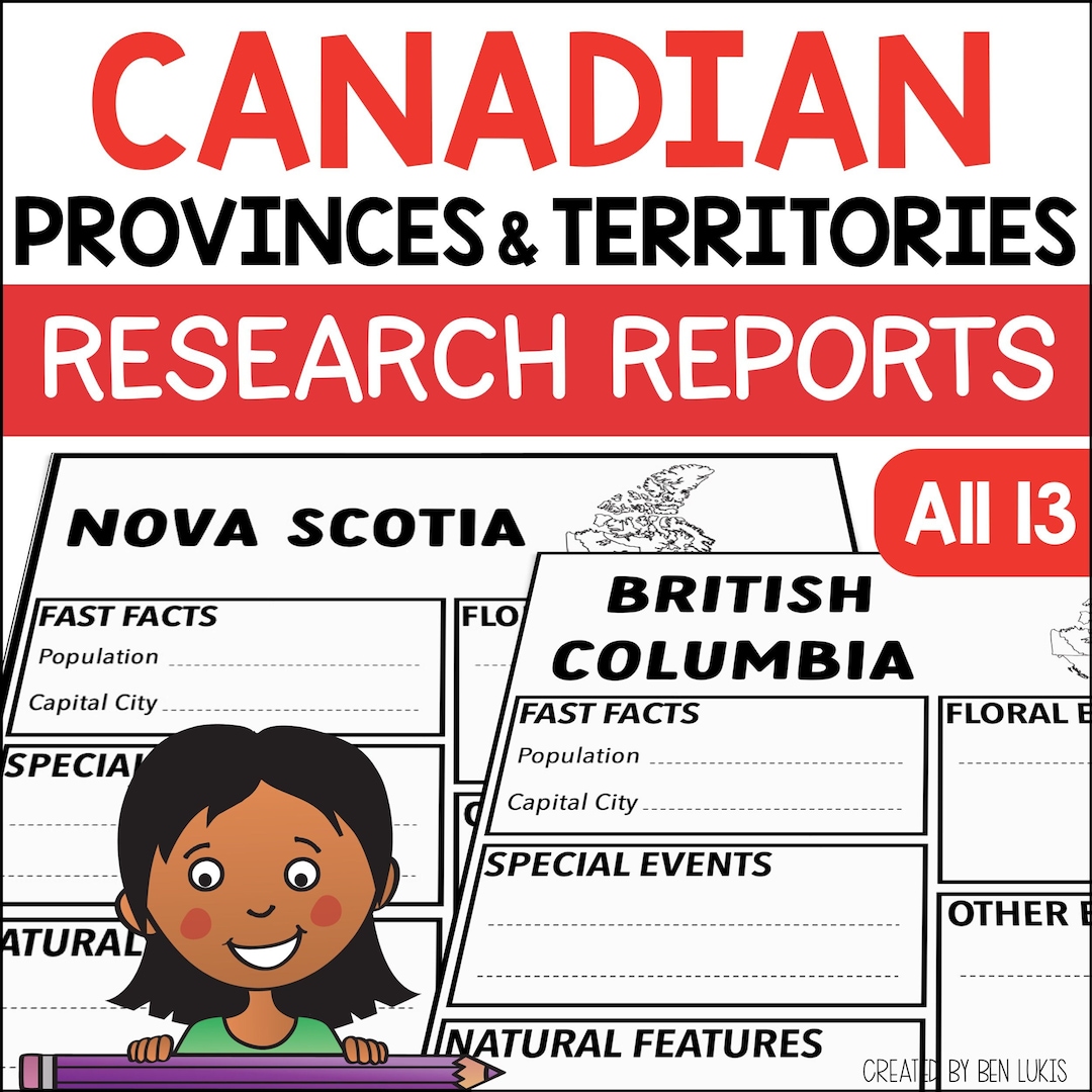 Canadian Provinces and Territories Research Report Templates - Etsy