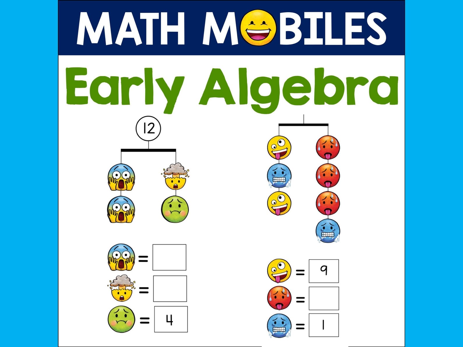 Early Algebra Math Worksheets, Emoji Addition & Subtraction (printable ...