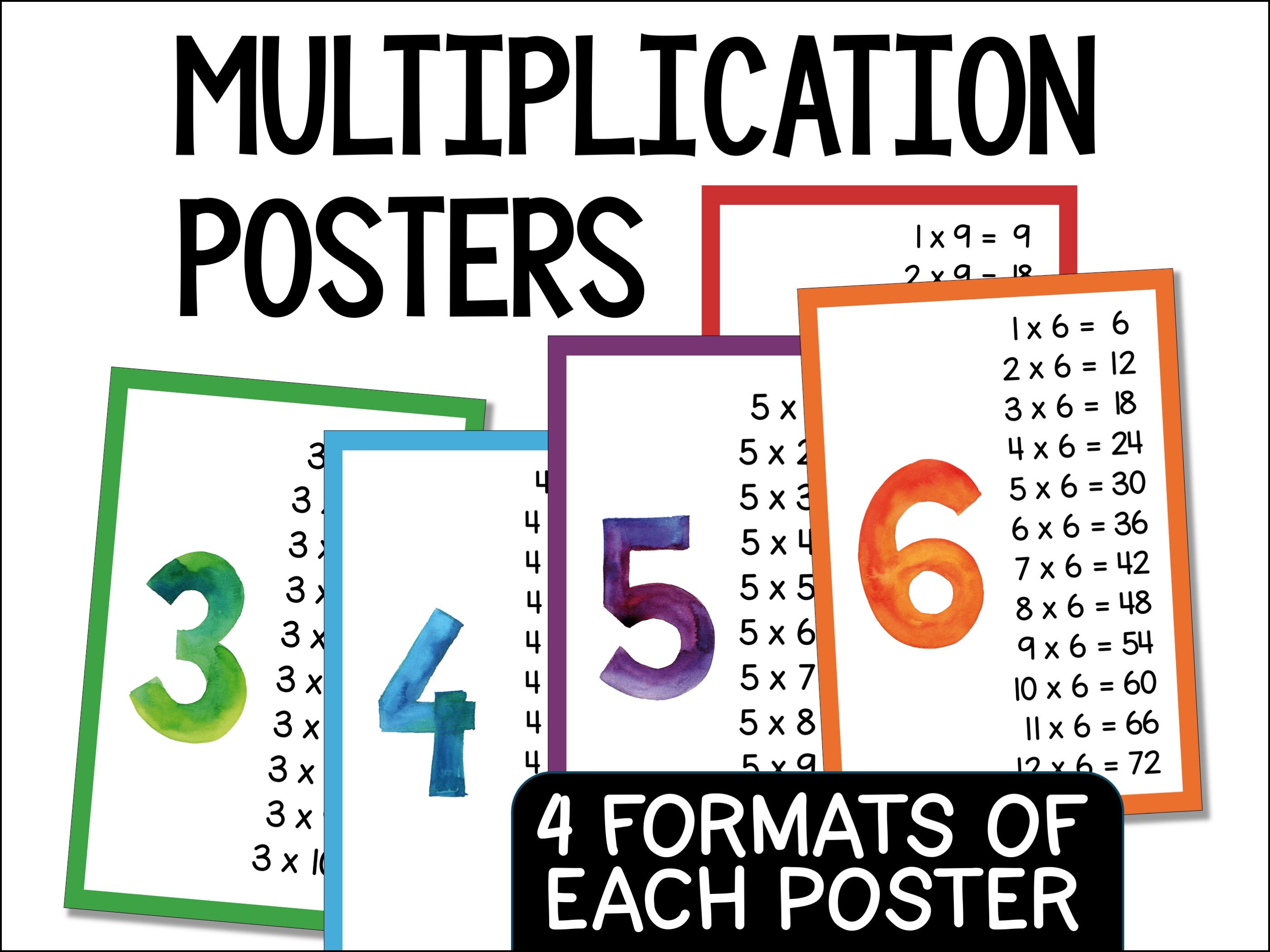 Multiplication and Times Tables Posters, Math Facts Practice Posters ...