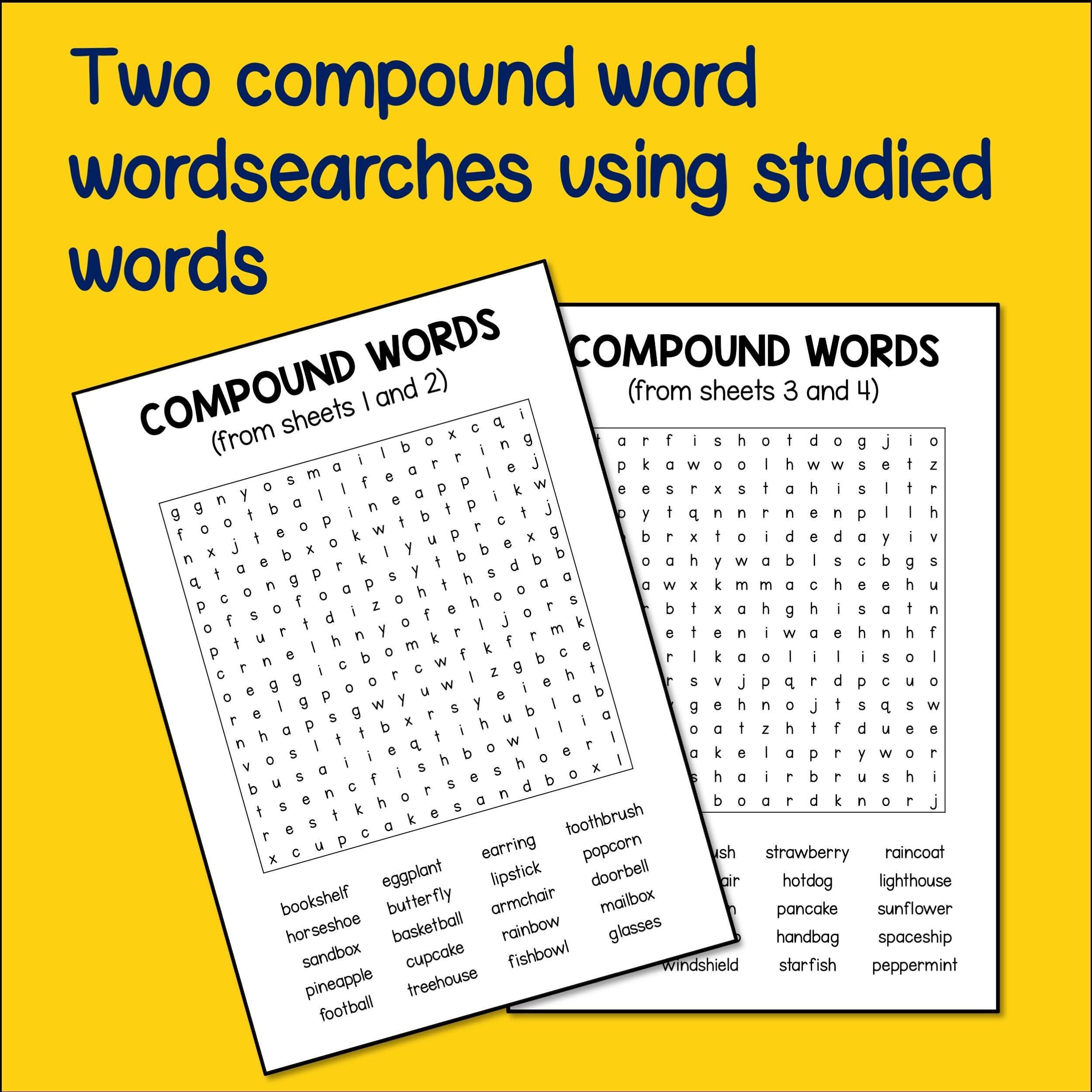 Compound Words Writing Activities and Wordsearches, Printable PDF ...
