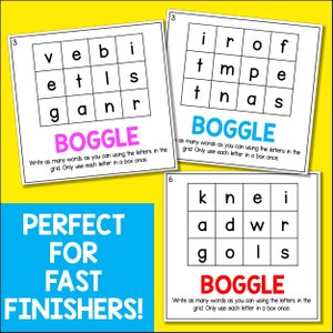 Boggle Cards for Spelling and Making Words, Printable PDF Boggle ...
