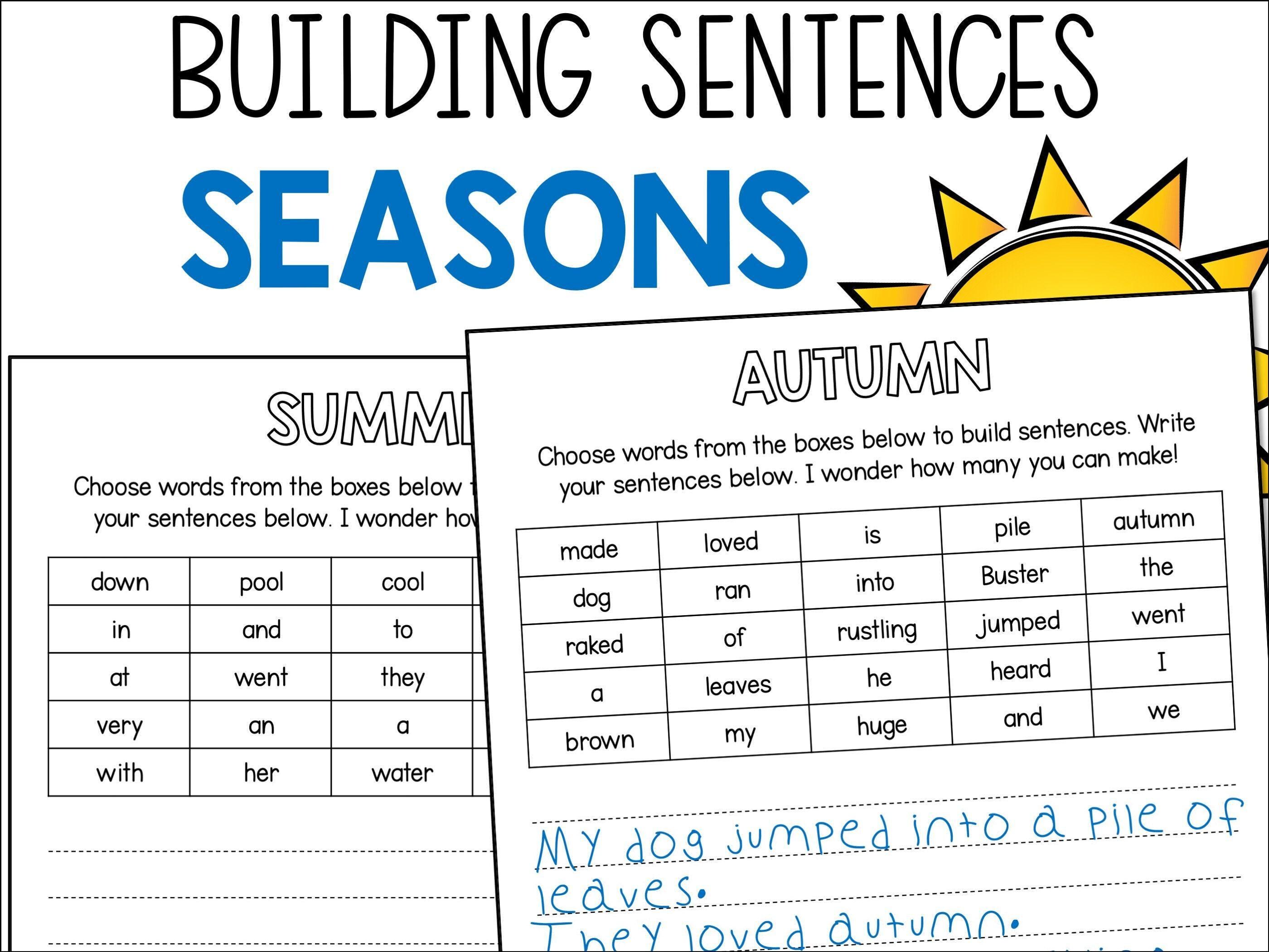 Building and Writing Sentences With Words About Seasons, Sentence ...