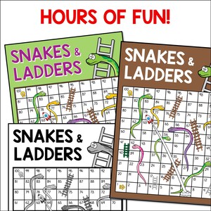 Printable Snakes and Ladders Game, Family Board Game Night, Kids ...