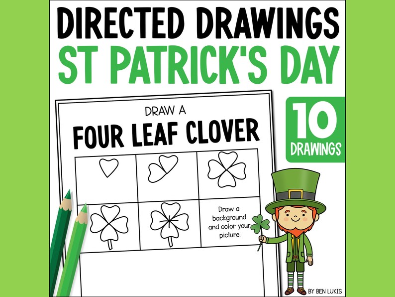 St Patricks Day Drawing Activity, Learn to Draw, 10 Guides (PDF ...