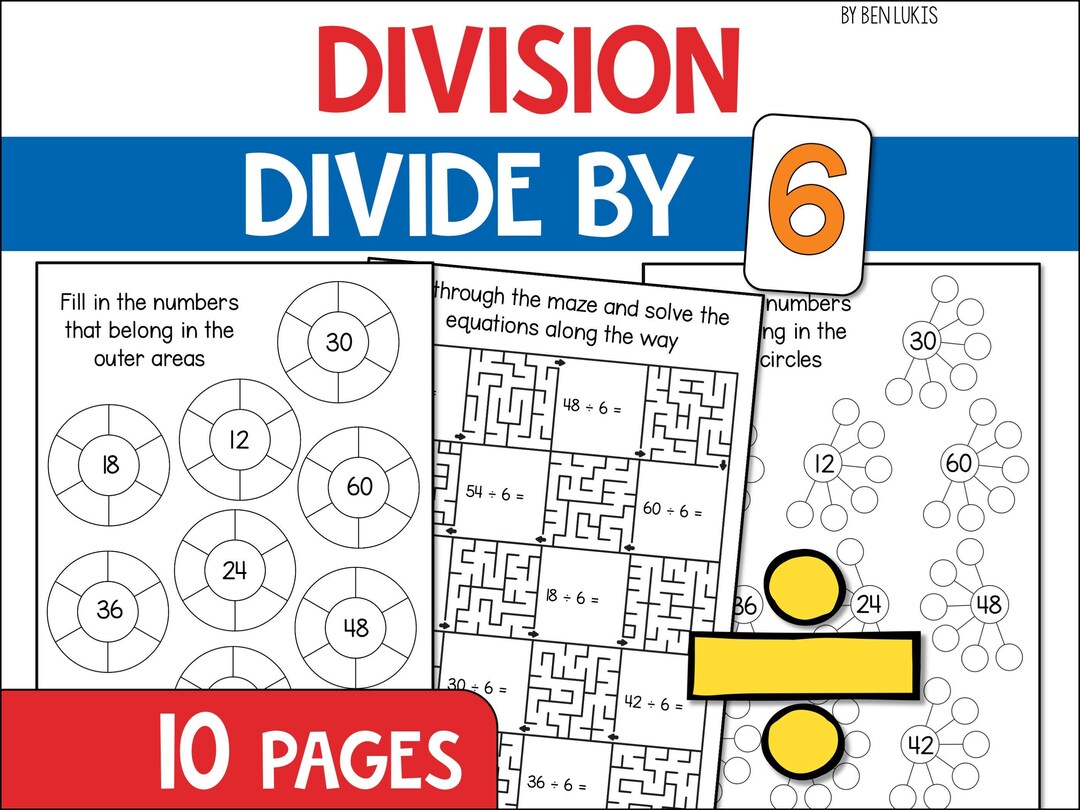 Divide by 6 Worksheet, 3rd Grade Math Practice (PDF Download) - Etsy