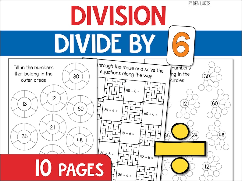 Division Worksheet Printable, Divide by 6 Activity Sheets, 3rd Grade ...