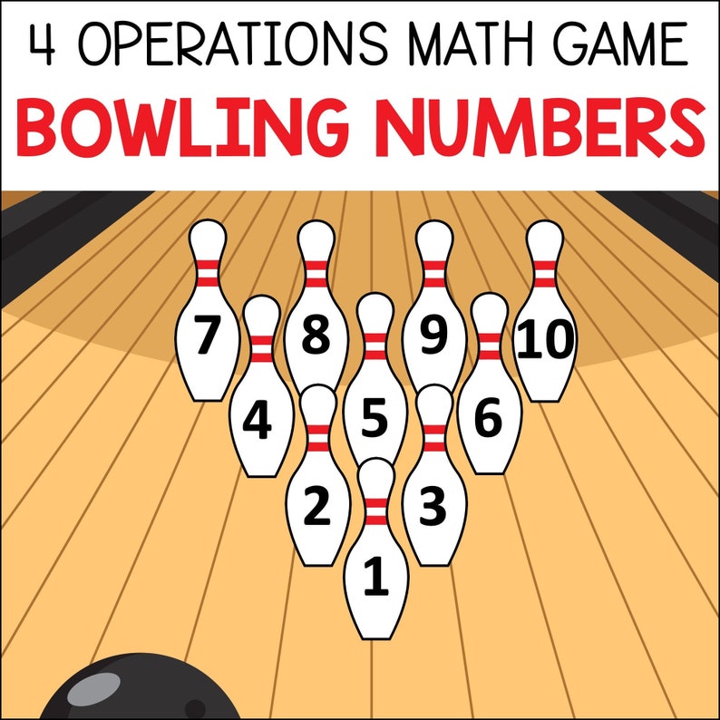 Four Operations Math Game, Bowling Numbers, Math Facts Printable PDF ...