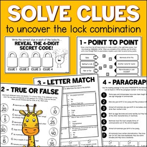 Educational Escape Room Game, Printable Mammals Themed Activity, Kids ...