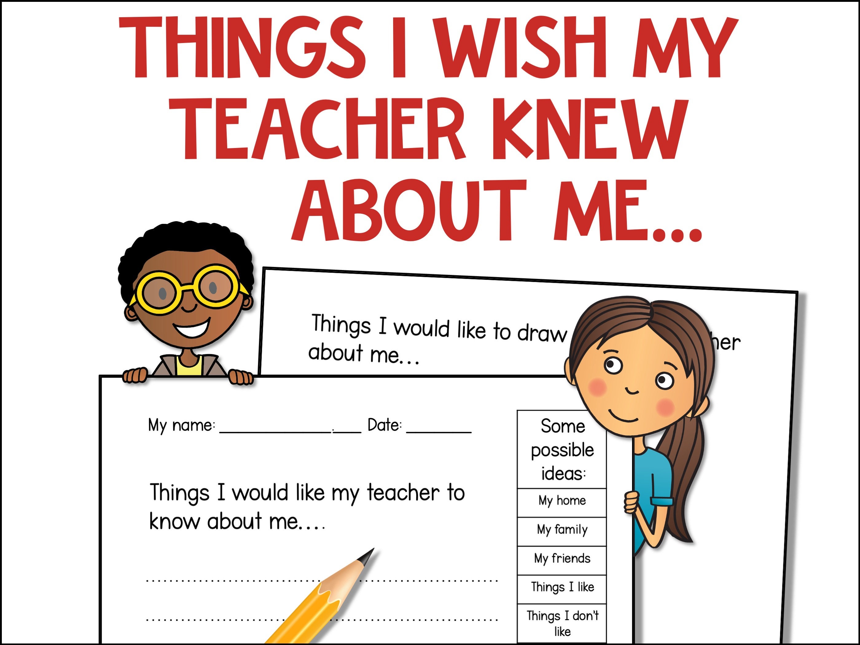 Things I Wish My Teacher Knew About Me, Back to School Writing Activity ...