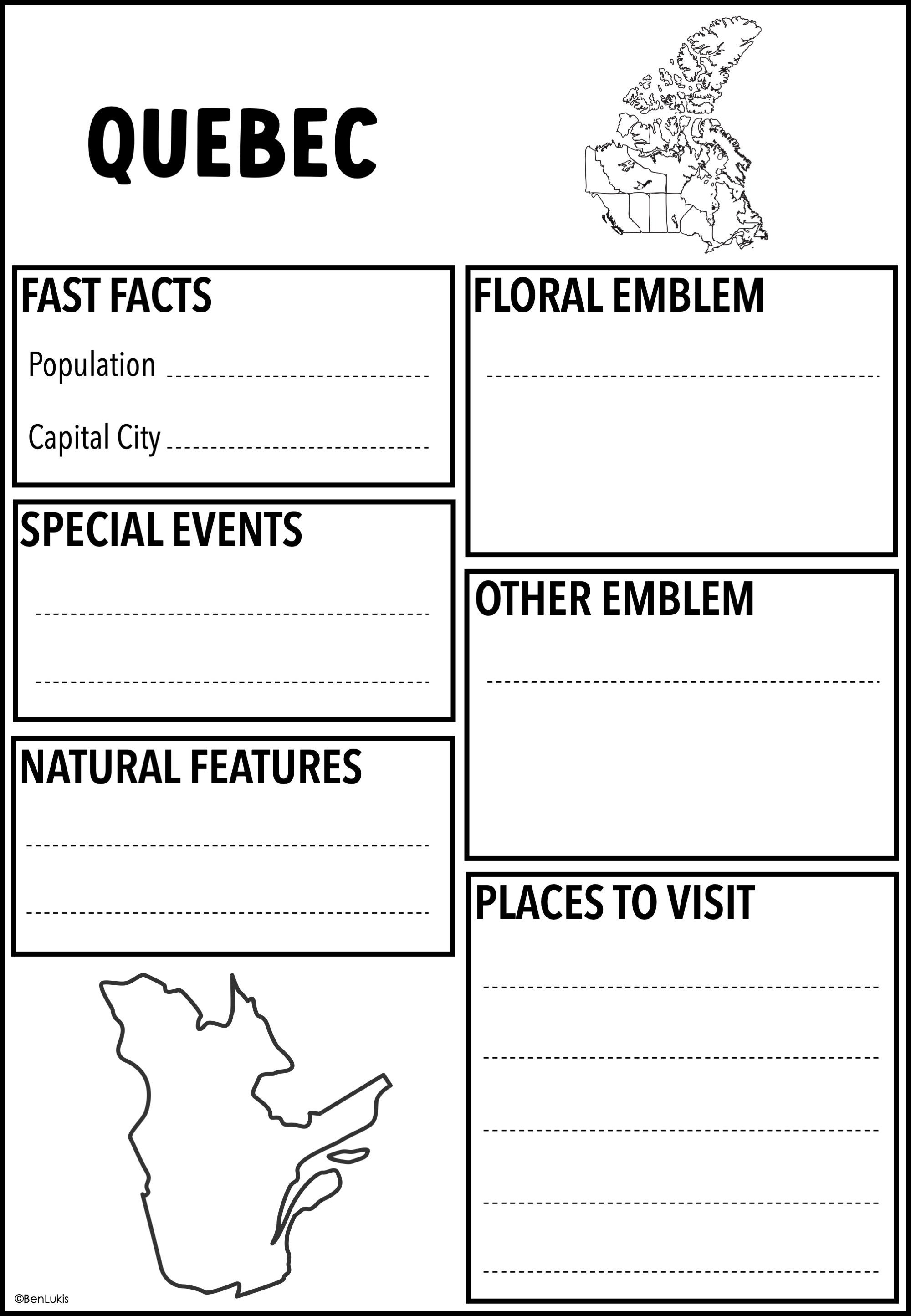 Canadian Provinces and Territories Research Report Templates for Kids ...
