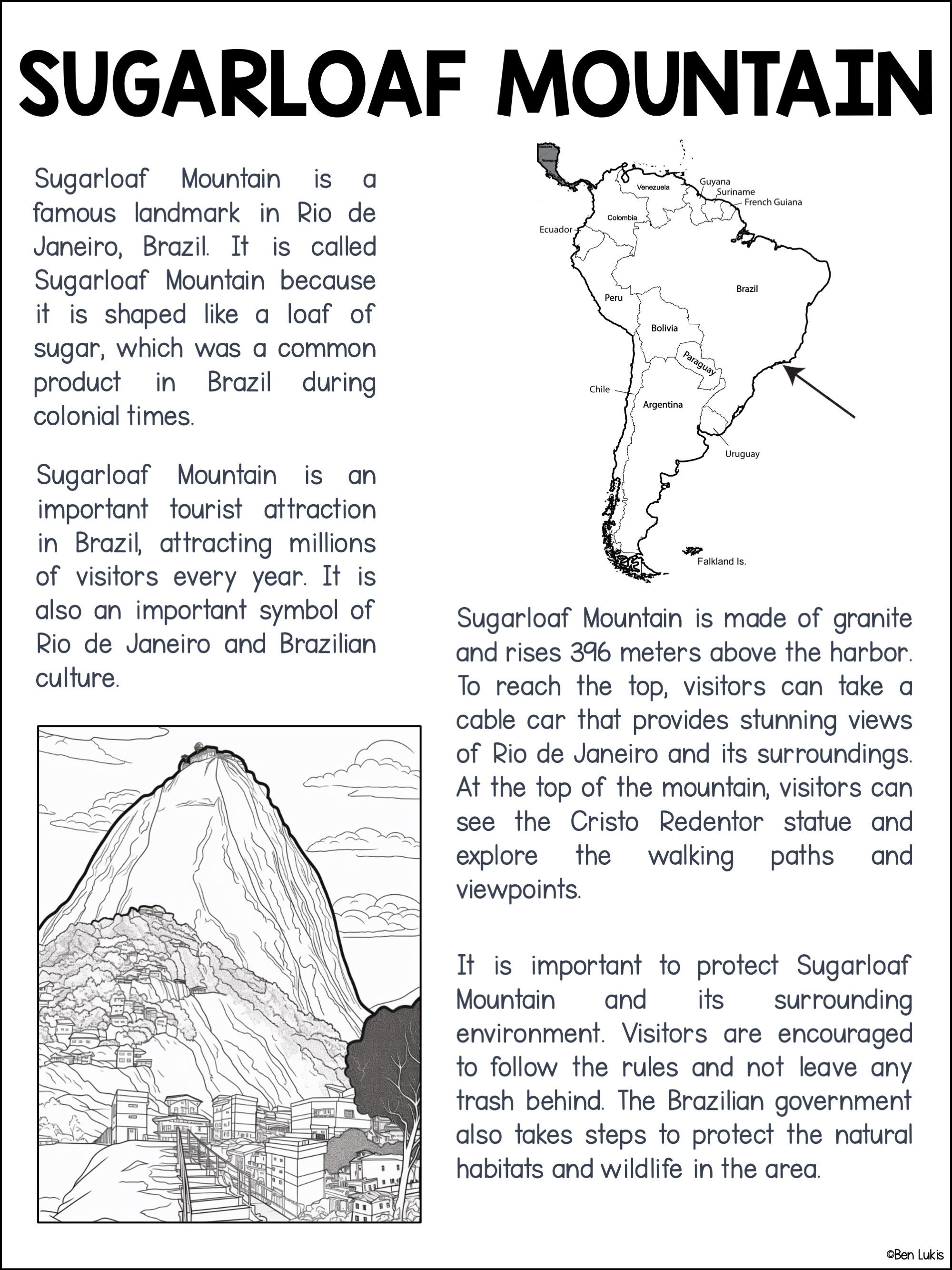 Landmarks of South America, Geography Facts Information & Coloring ...