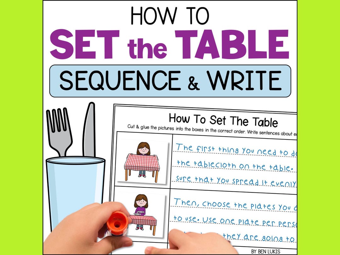 How to Set the Table Procedural Writing, Sequencing & Sentence Writing ...